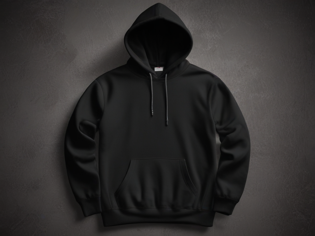 Classic Black Hoodie on a Textured Dark Background for Trendy Fashion ...