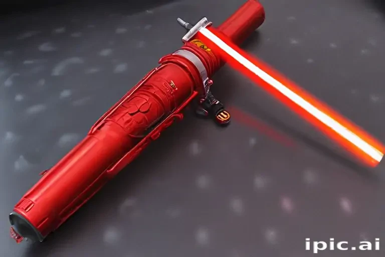 Futuristic Red Laser Weapon with Glowing Blade and Intricate Design