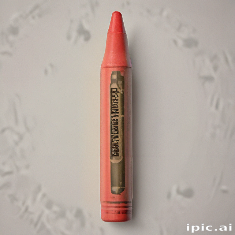 Single Red Crayon with Unique Design and Distinctive Label on White ...