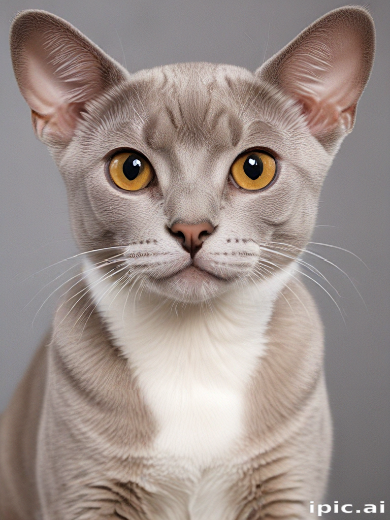 A Playful Cat with Striking Yellow Eyes and Soft Gray Fur