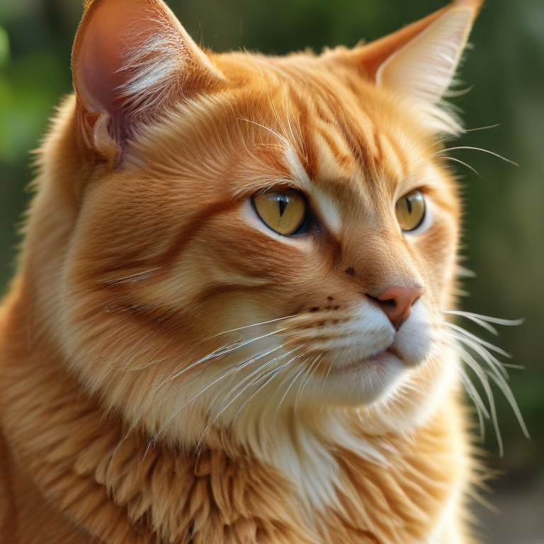 A Majestic Orange Cat with Striking Eyes Gazing Thoughtfully into the ...
