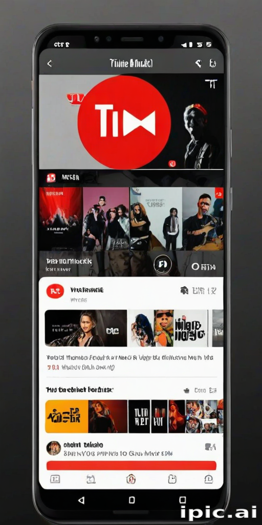 Mobile App Interface Featuring Music Videos and Artist Profiles Displayed on Screen