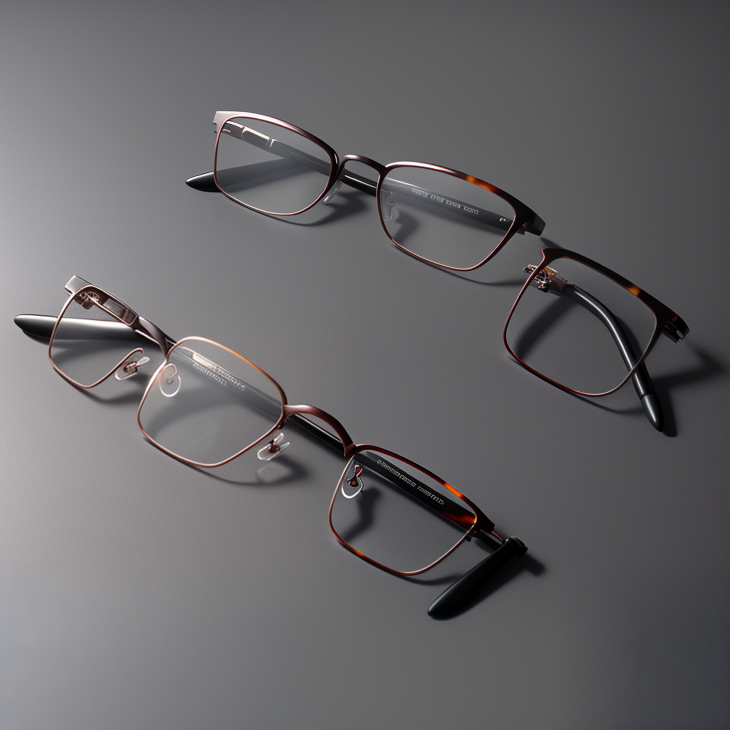 Elegant Collection of Two Stylish Pairs of Eyeglasses on Display
