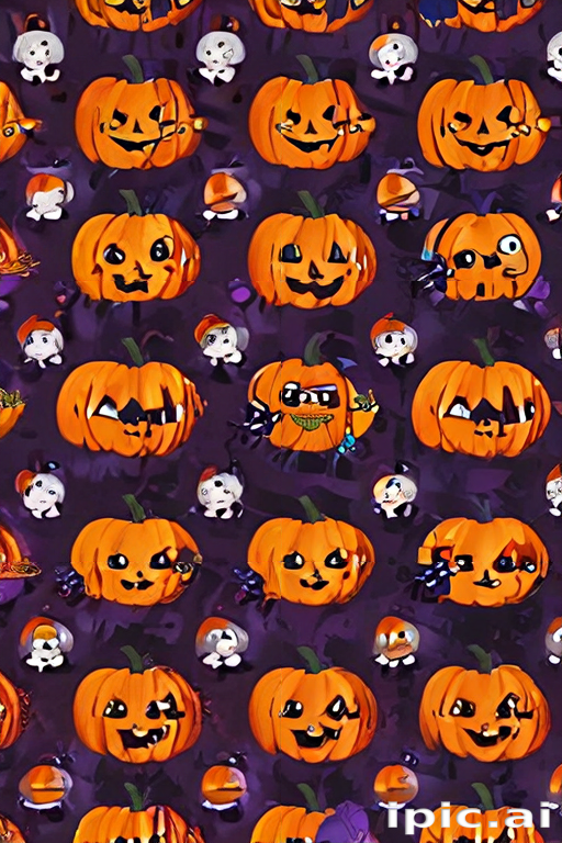 A Colorful Halloween Scene Featuring Whimsical Pumpkins and Playful ...
