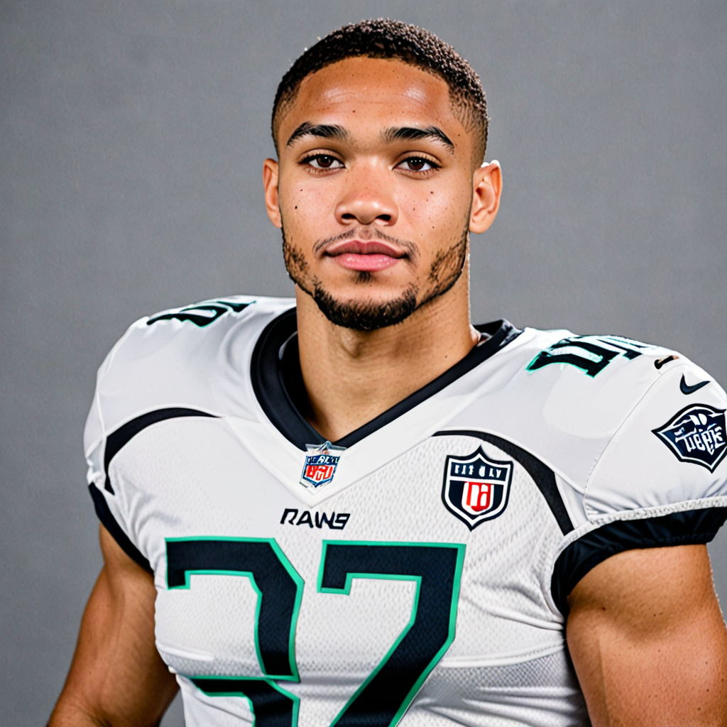 a lightskin man in football gear