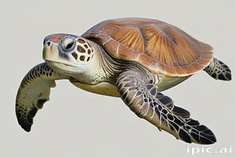 A Graceful Sea Turtle Gliding Through Clear Blue Ocean Waters