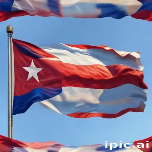 Cuban Flag Waving Proudly Against a Clear Blue Sky Background.