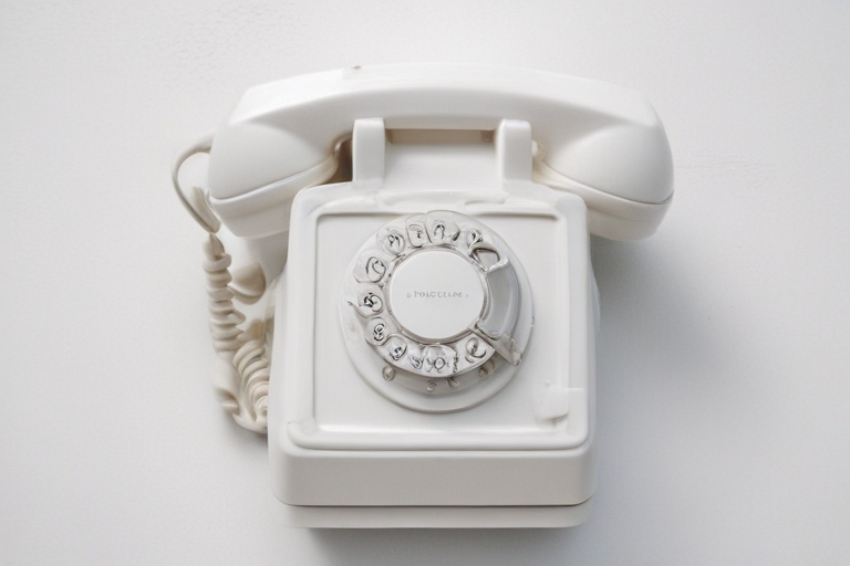 A Classic White Rotary Phone Evoking Nostalgia and Vintage Charm in Design.