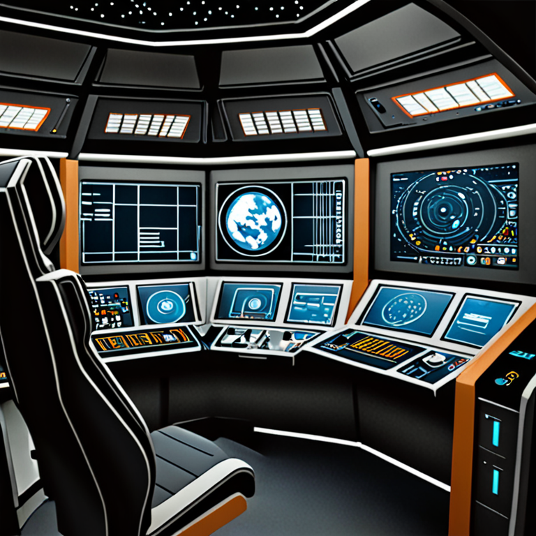 spaceship command center with animated controls