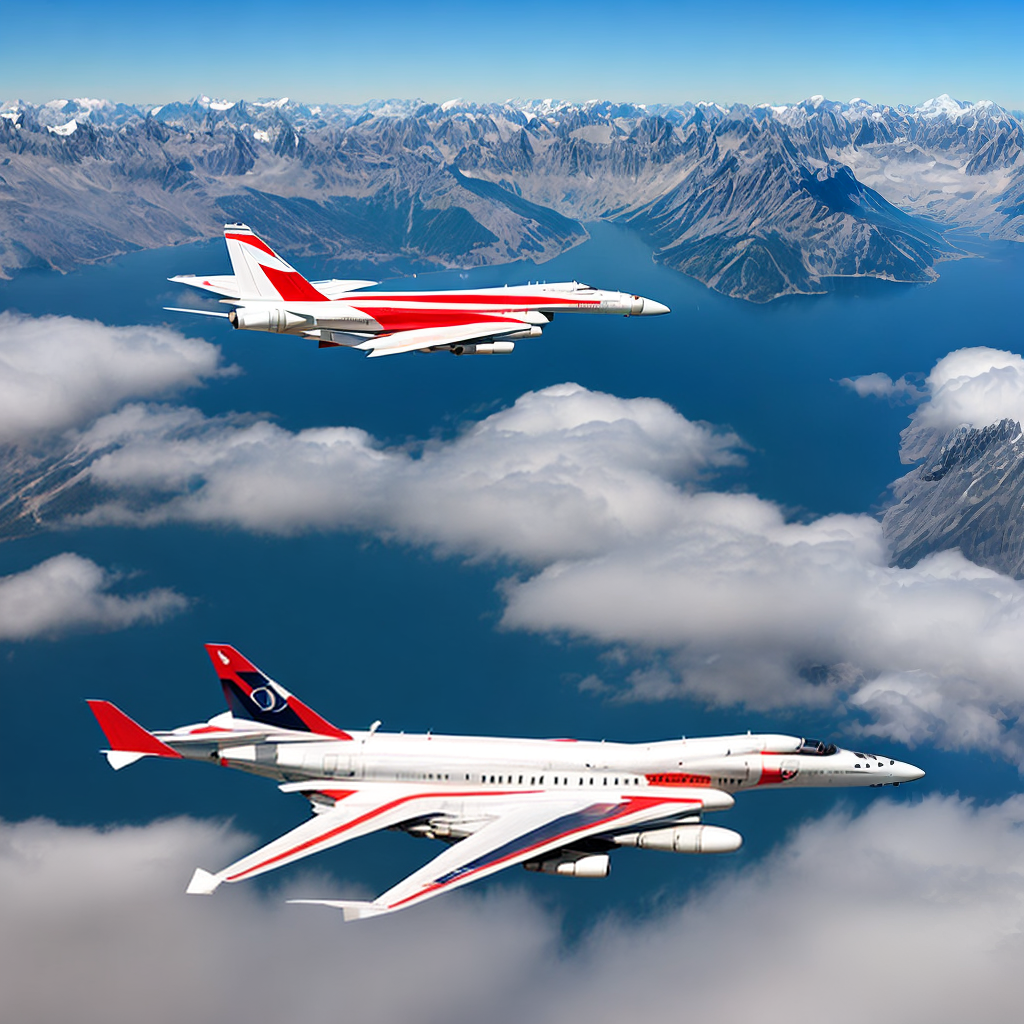 Concorde flying over the Alps