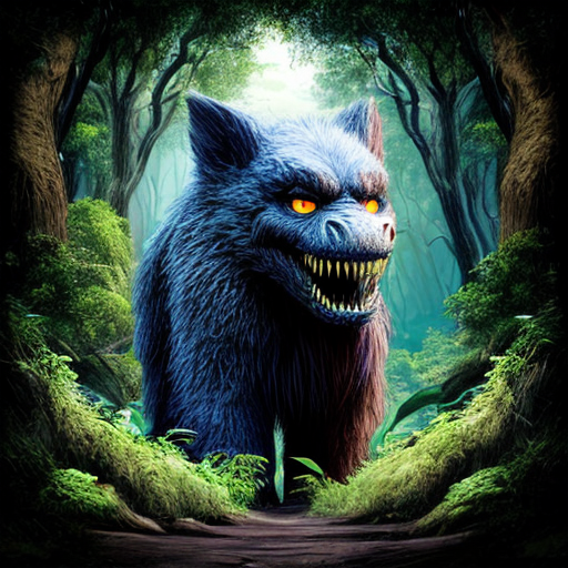 A giant land monster with sharp teeth in a jungle
