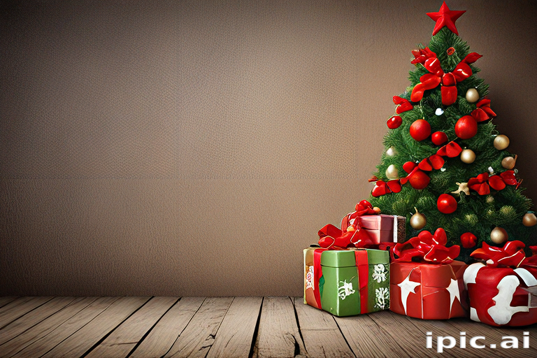 Festive Christmas Scene Featuring a Beautifully Decorated Tree and Gifts