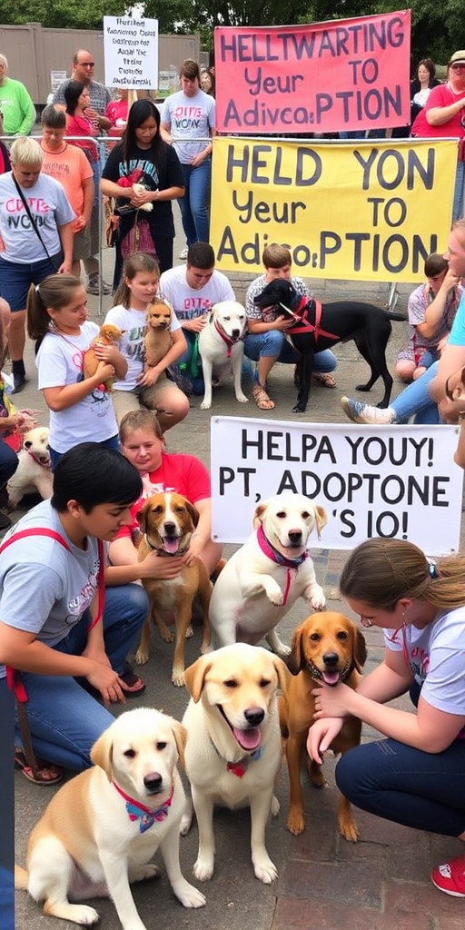 Community Event Promoting Pet Adoption with Enthusiastic Supporters and ...