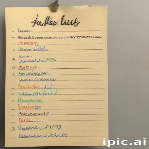 Handwritten Grocery List Displayed on a Wall with Various Items Listed