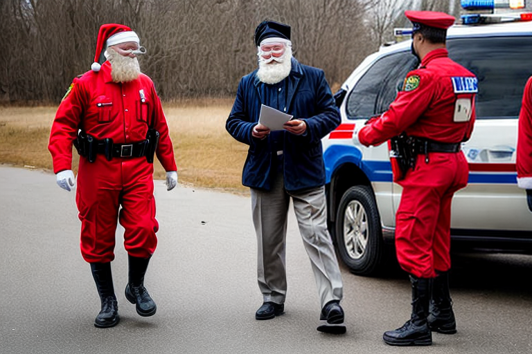 santa arrested by two police men