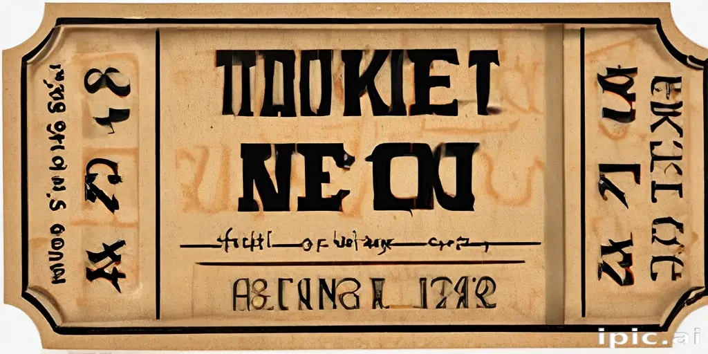 Vintage Ticket Design Featuring Unique Typography and Intricate Details