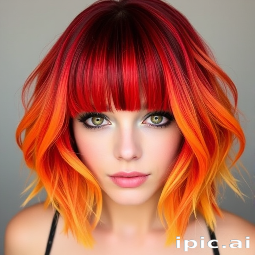 Vibrant Transformation: A Stunning Model with Fiery Red and Orange Hair