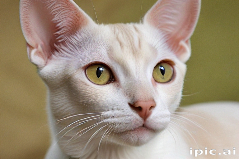 Close-Up Portrait of a Beautiful Cream-Colored Cat with Striking Eyes