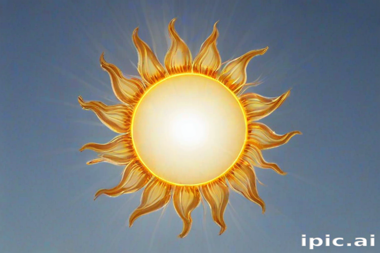 Radiant Sun with Vibrant Golden Rays Against a Clear Blue Sky