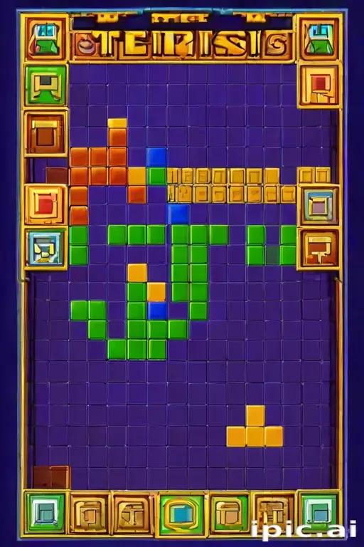 Colorful Tetris Game Displaying Various Shapes and Blocks in Action
