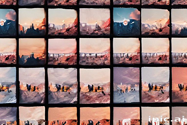 Collage of Abstract Landscape Scenes with Vibrant Colors and Textures