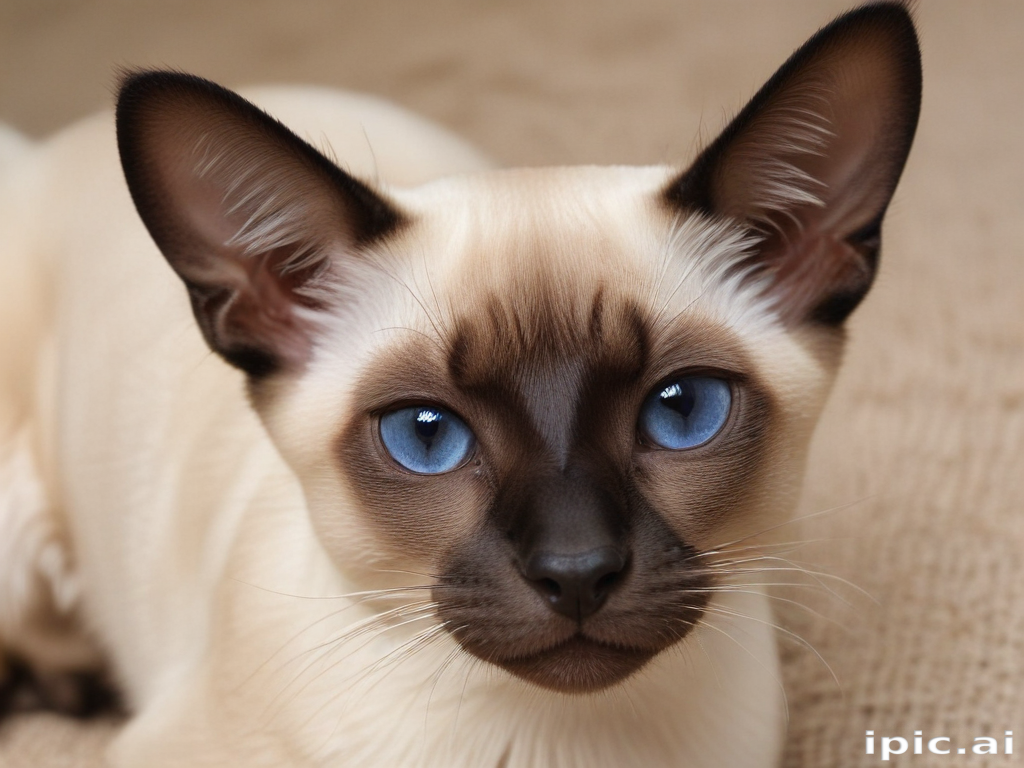 A Beautiful Siamese Cat with Striking Blue Eyes and Elegant Features.