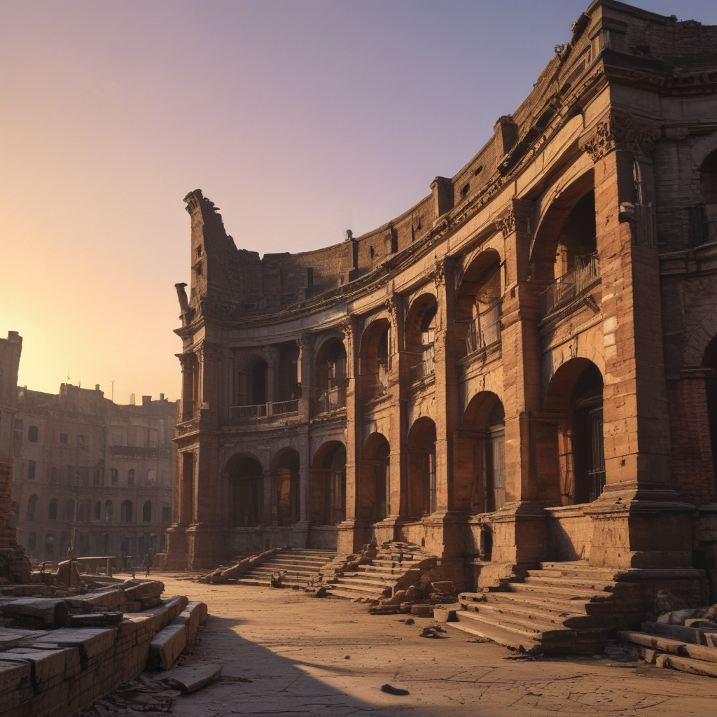 roman amphitheatre sunset architecture sketch piranesi sideways blade ...