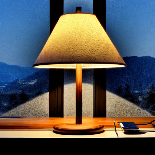 Wooden table with a lamp on topWooden table with a lamp on top