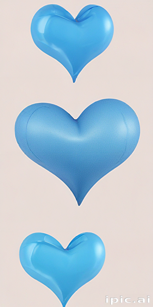 Three Beautiful Blue Hearts Floating Gracefully Against a Soft Background