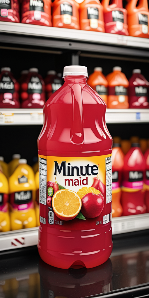 Colorful Display of Minute Maid Juice in a Grocery Store Aisle