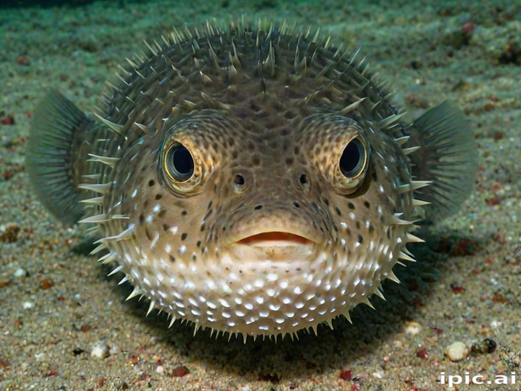 Curious Pufferfish with Spiky Skin Observing Underwater in Its Natural ...