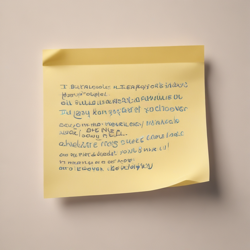 Colorful Sticky Note with Handwritten Thoughts and Ideas for Reflection