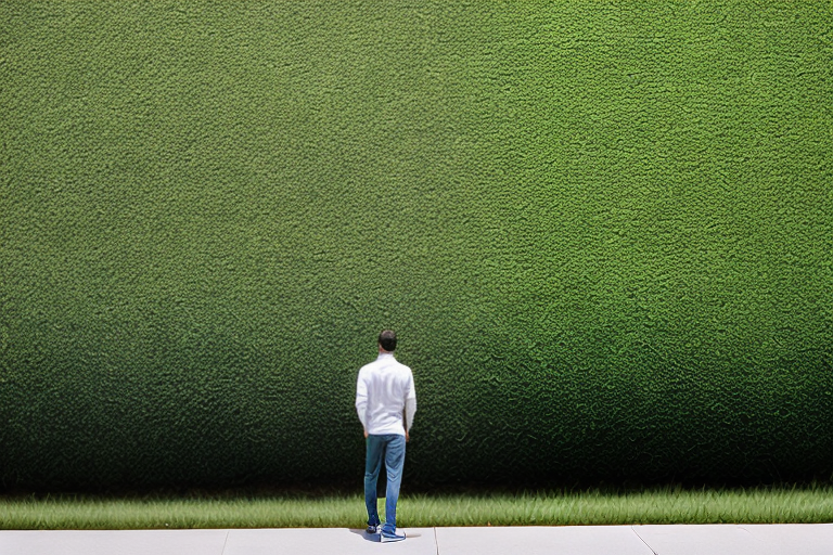 Beautiful man standing behind green background