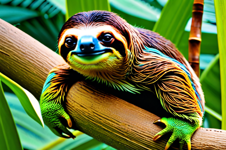 A sloth with DNA mixed with a very realistic frog