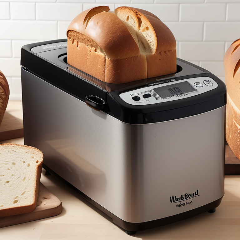 Modern Bread Maker Preparing Fresh Loaf of Bread in Kitchen