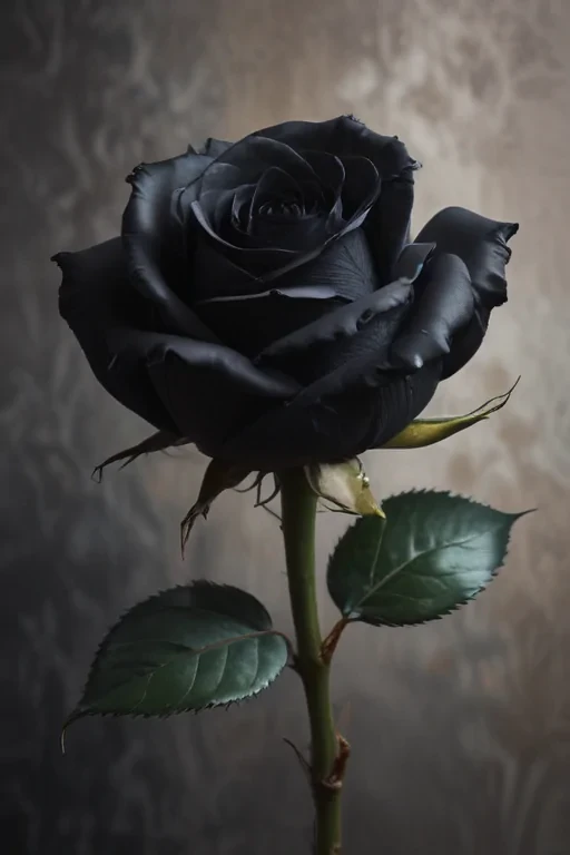 Elegant Black Rose Standing Tall Against a Soft, Textured Background