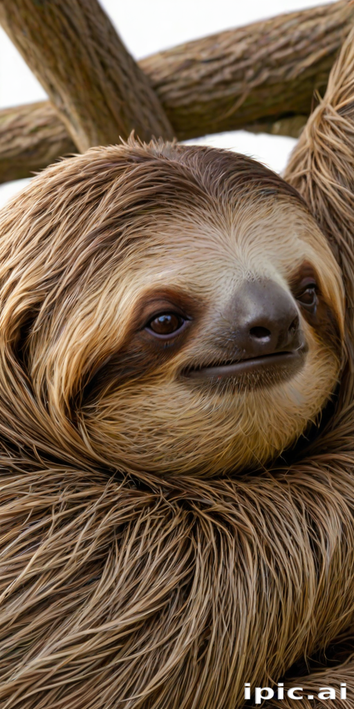 Adorable Sloth Relaxing in a Tree with a Contented Smile