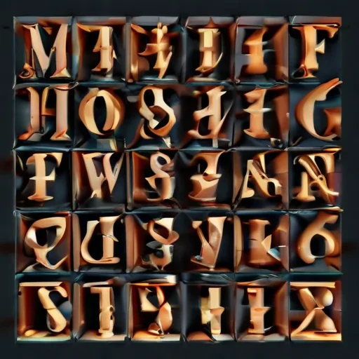 Abstract Display of Twisted Alphabet Letters in a Dynamic Arrangement