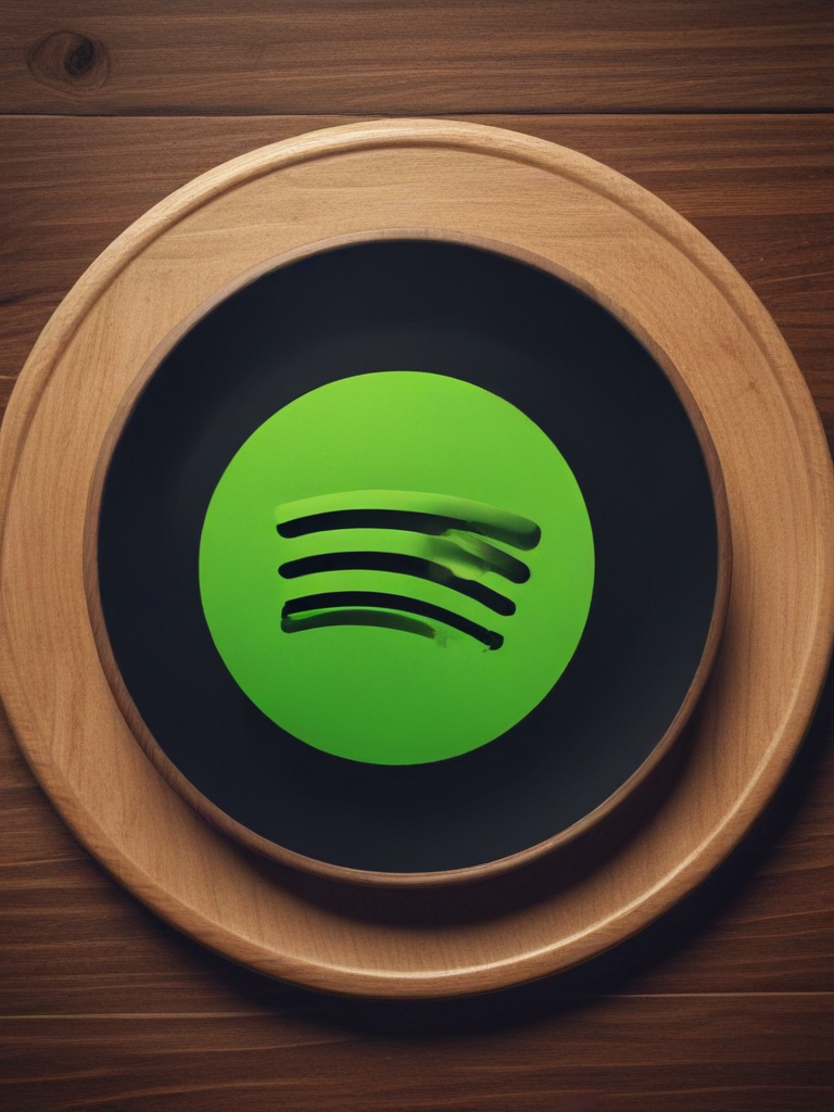 Creative Representation of Spotify Logo on a Wooden Serving Plate