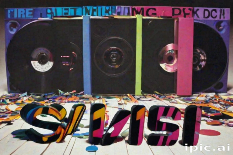Colorful Vinyl Records Arranged with Playful Decorations and Creative ...