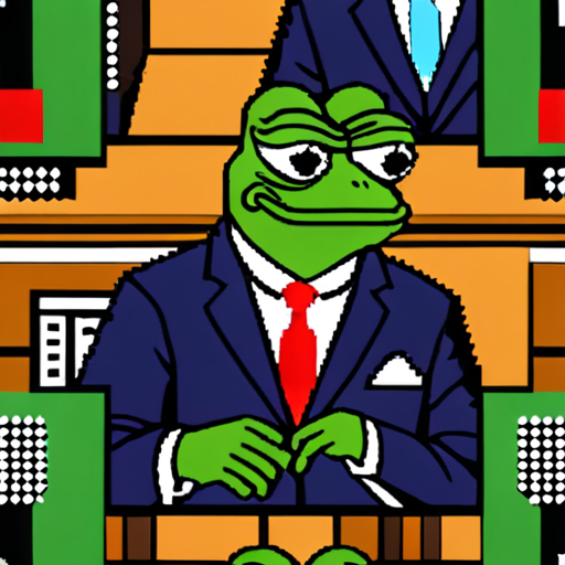professional pepe frog in a suit, pixel art