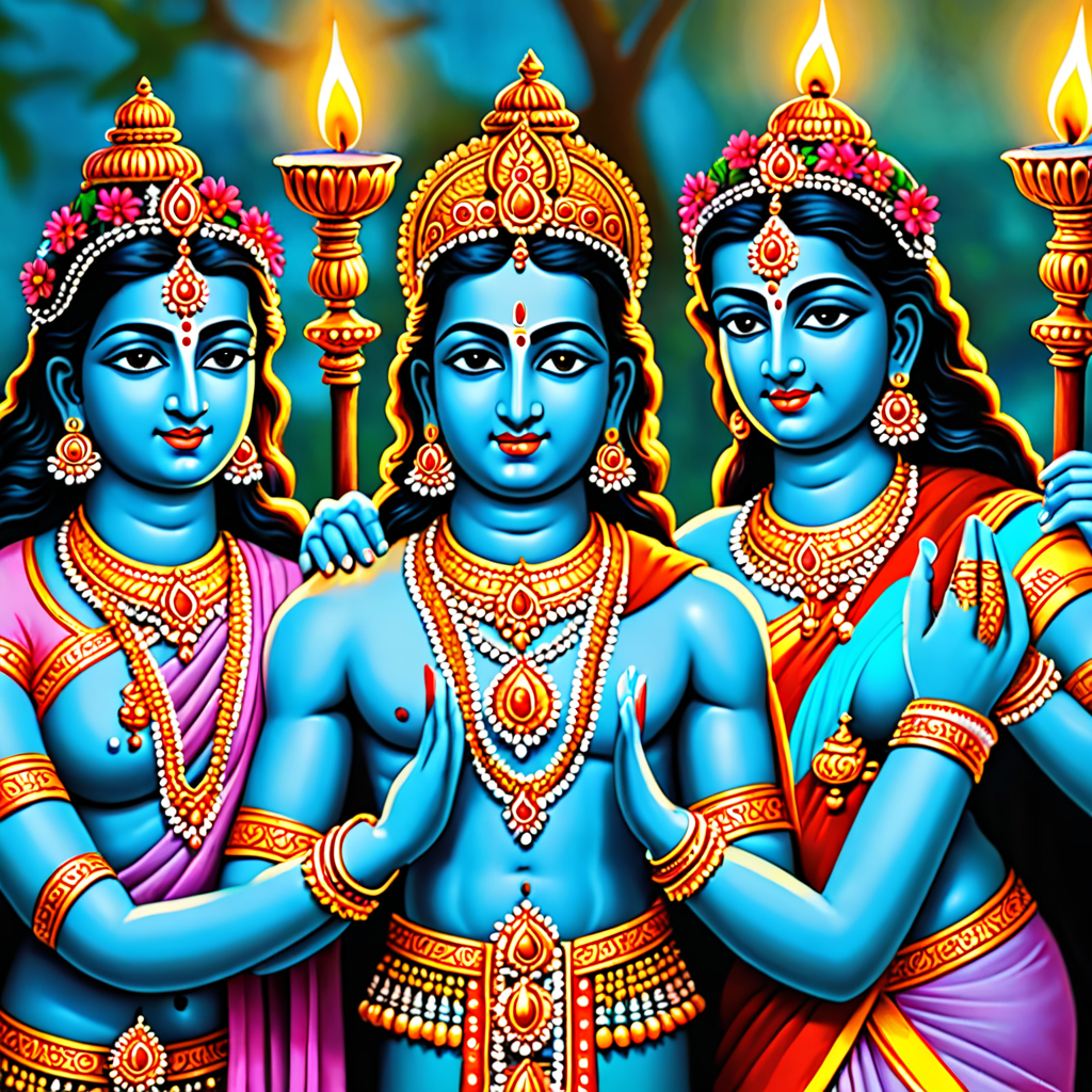 super sharp Close up of light blue skinned clean shaved Shri Rama, Fair ...