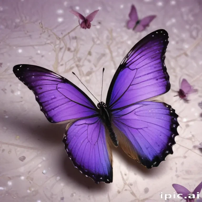 A Majestic Purple Butterfly Gliding Among Delicate Pink Butterflies in ...