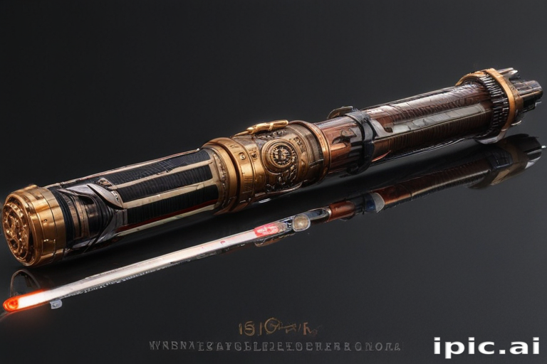 Intricately Designed Sci-Fi Weapon with Golden Accents and Futuristic ...