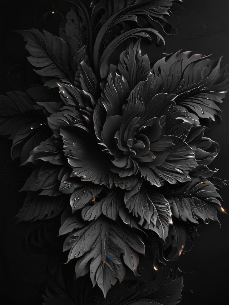 Elegant Black Floral Design with Intricate Details and Subtle ...