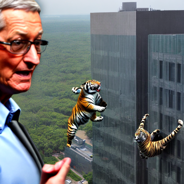 tim cook throwing a tiger out a window while looking angry