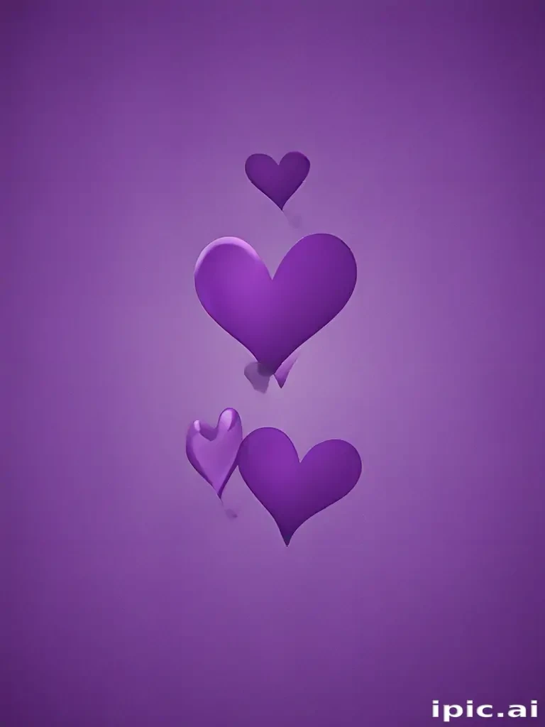 Beautiful Purple Hearts Floating on a Soft Lavender Background Design