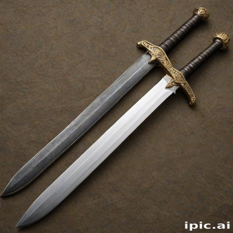 Intricately Designed Dual Swords with Ornate Hilts and Sleek Blades