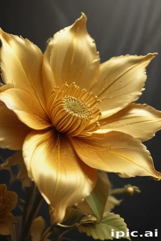 Radiant Golden Flower with Intricate Petals and Delicate Textures ...
