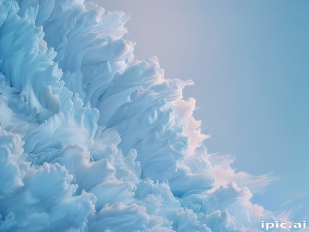 Majestic Waves of Soft Blue and White Against a Serene Sky